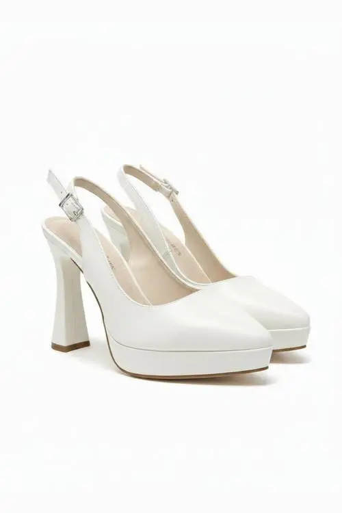 FOREVER & ALWAYS SHOES Corin Pointed Toe Slingback Wedding Platform Pump