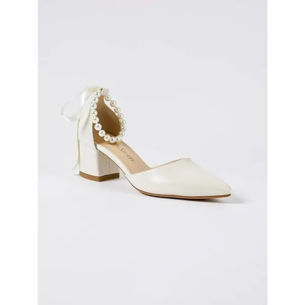 FOREVER & ALWAYS SHOES Evania Block Heel Wedding Pump
