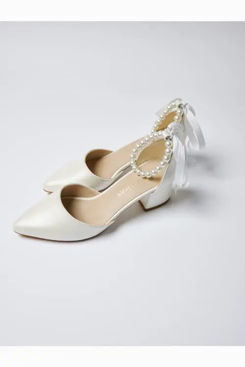 FOREVER & ALWAYS SHOES Evania Block Heel Wedding Pump