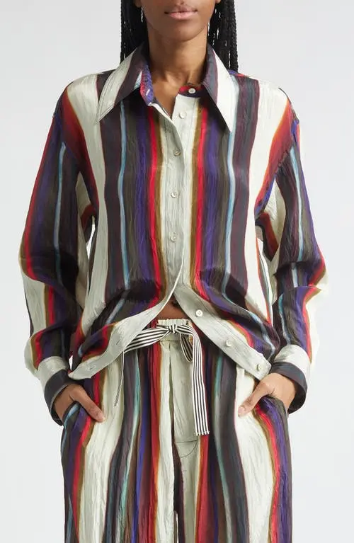 Christopher John Rogers Morris Stripe Button-up Shirt - Calla Lily Multi