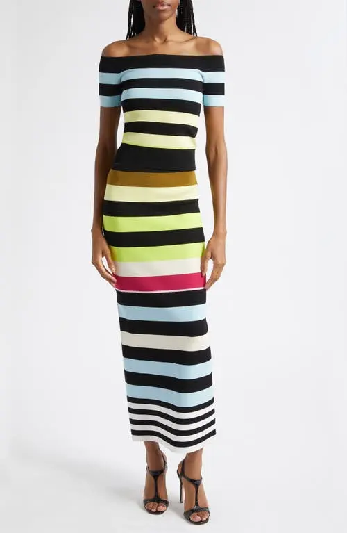 Christopher John Rogers Off-the-shoulder Striped Knit Top