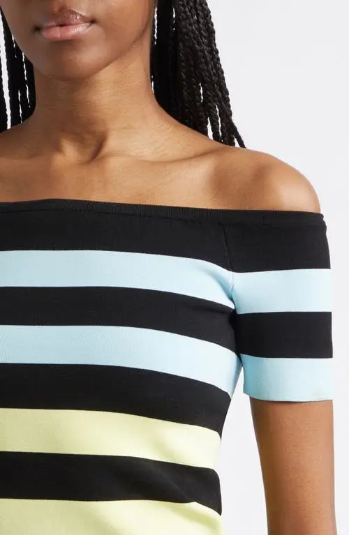 Christopher John Rogers Off-the-shoulder Striped Knit Top