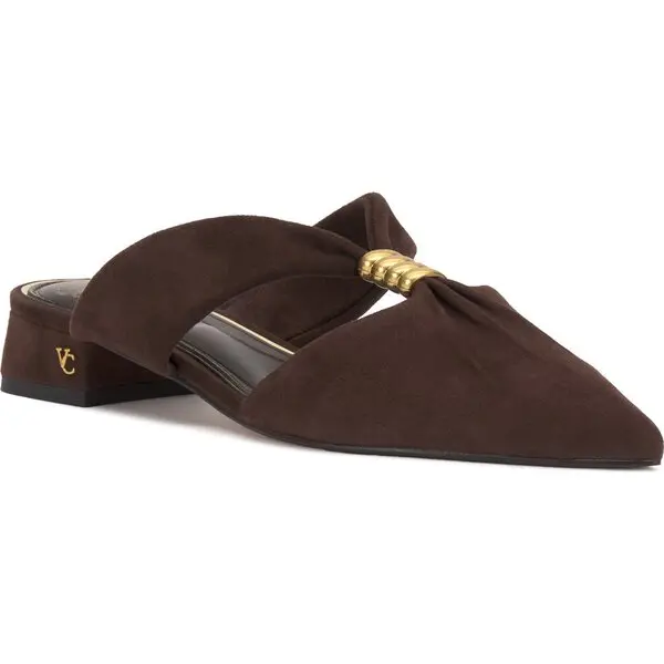 Vince Camuto Vanika Pointed Toe Mule With Criss-cross Straps - Brownie