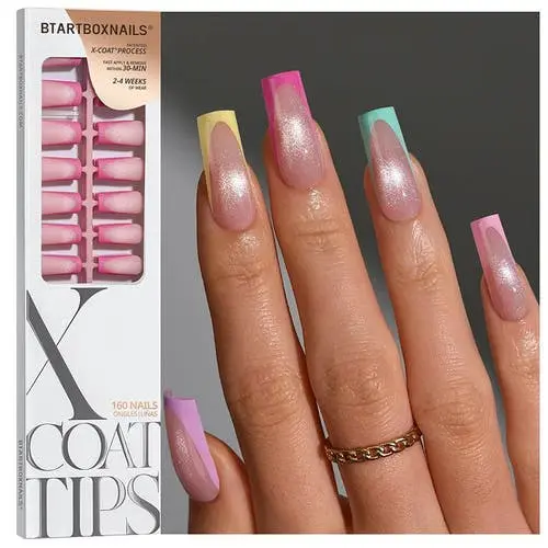 BTARTBOXNAILS Soft Gel Nail Tips Xcoattips® French Brighter Pastelcat-eye Base Collection - Long Square