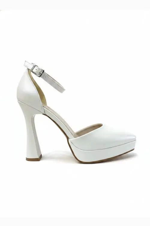 FOREVER & ALWAYS SHOES Forever & Always Aster Pointed Toe Wedding Platform Pumps