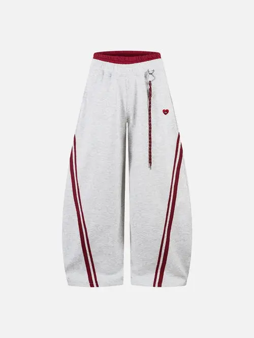 AELFRIC EDEN Baggy Barrel-leg Sweatpants With Color-block Stripes - Grey