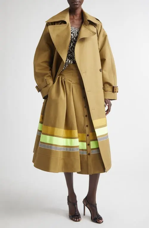 Christopher John Rogers Oversized Trench Coat With Stripe Detail