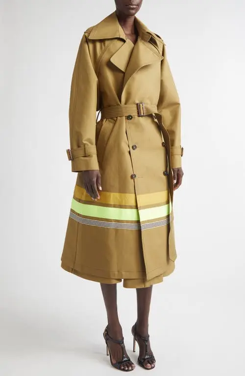Christopher John Rogers Oversized Trench Coat With Stripe Detail