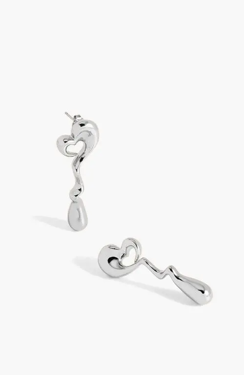 YOJ Agaoi Drop Face On Stud Earrings - Silver