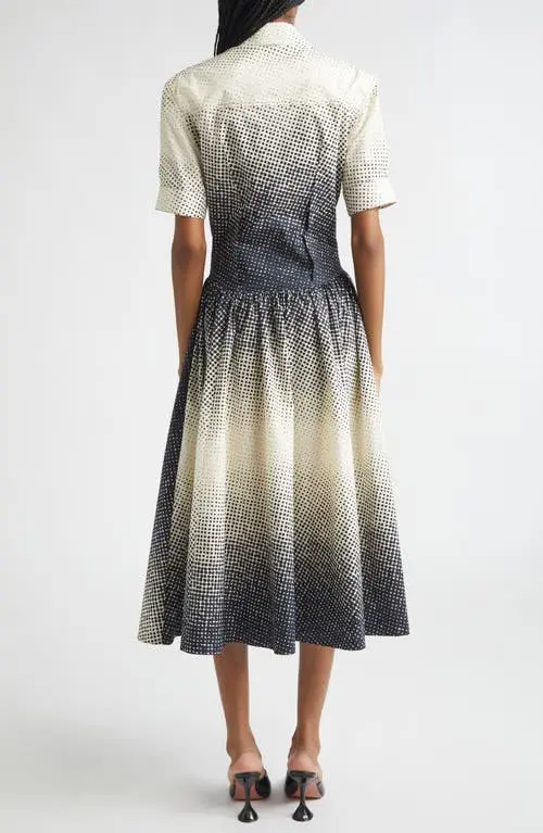 Christopher John Rogers Halftone Dot Cotton Midi Shirtdress