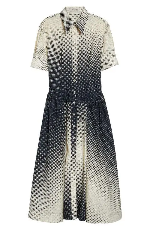 Christopher John Rogers Halftone Dot Cotton Midi Shirtdress