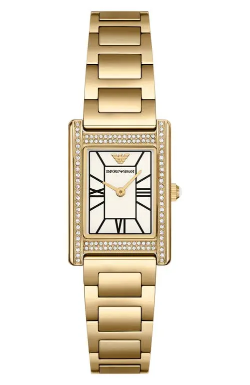 Emporio Armani Mother-of-pearl Dial Watch With Crystal Frame - Gold