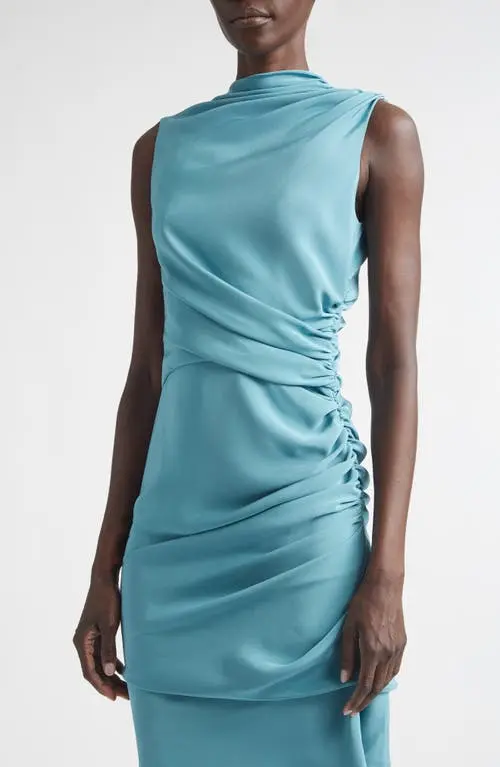 Christopher John Rogers Asymmetric Ruched Silk Column Gown