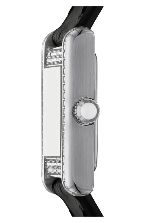 Emporio Armani Crystal Bezel Leather Strap Watch