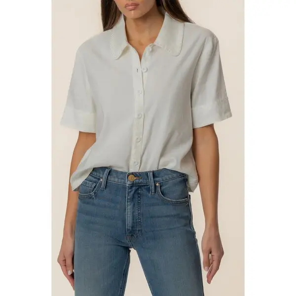 Kut From The Kloth Marisol Linen Blend Shirt With Embroidered Details - White