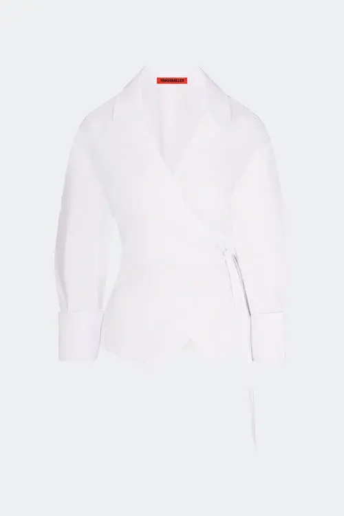SIMONMILLER Anya Poplin Wrap Top - Macadamia