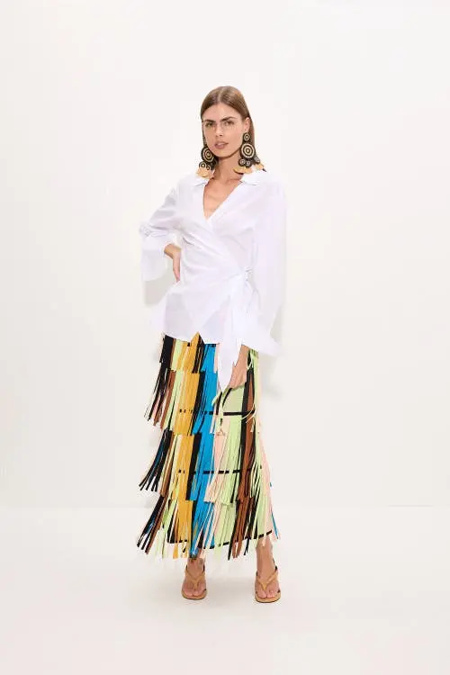 SIMONMILLER Anya Poplin Wrap Top - Macadamia