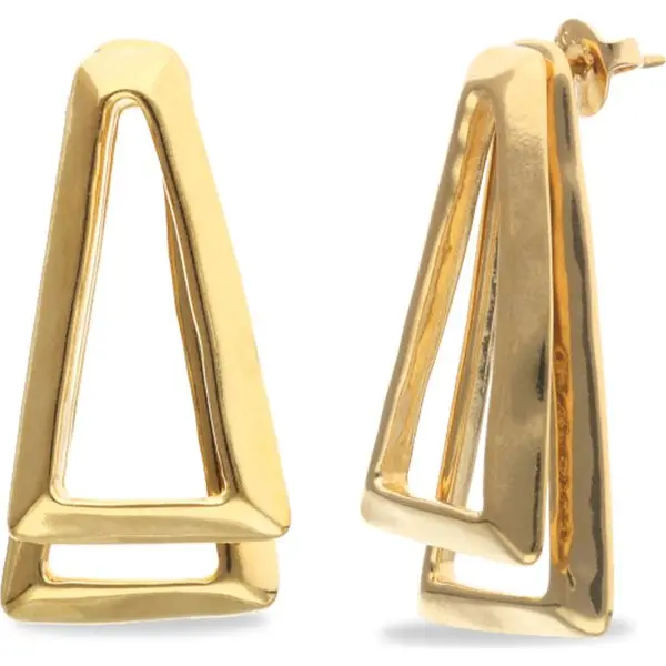 UNODE50 Tone Open Triangle Stud Earrings - Gold