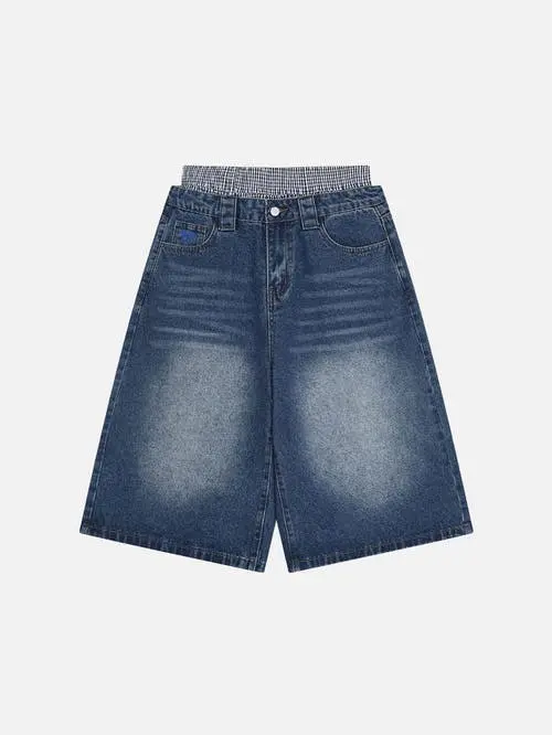 AELFRIC EDEN Double Waist Longline Denim Shorts