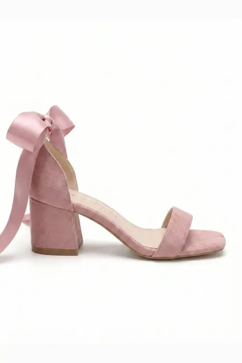 FOREVER & ALWAYS SHOES Rova Bow Block Heel Sandal - Pink