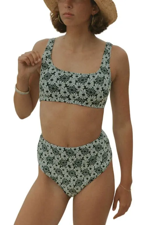 GEODE SWIMWEAR Daisy Square Neck Bikini Top - Black