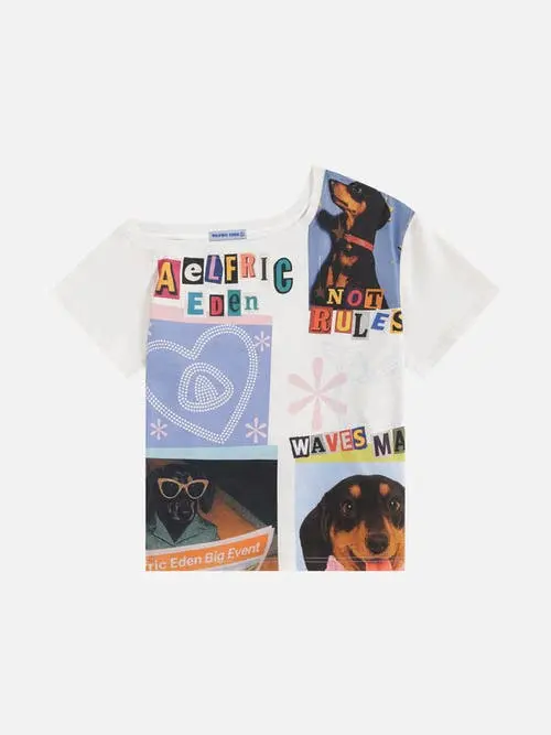 AELFRIC EDEN Dachshund Collage Off-the-shoulder T-shirt