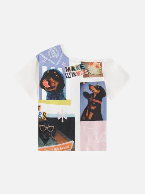 AELFRIC EDEN Dachshund Collage Off-the-shoulder T-shirt