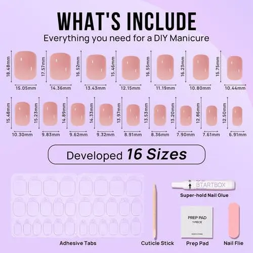 BTARTBOXNAILS Press-on Nails Set Short Square - Cinnamon