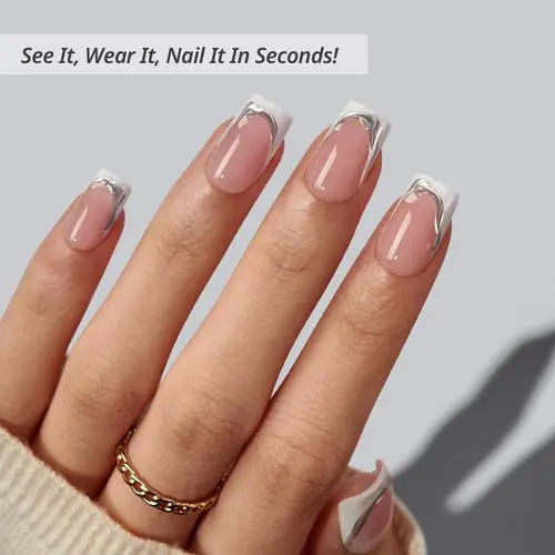 BTARTBOXNAILS Press-on Nails Set Short Square - Ice Veil