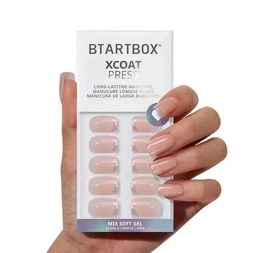 BTARTBOXNAILS Press-on Nails Set Short Square - Muted Glitz