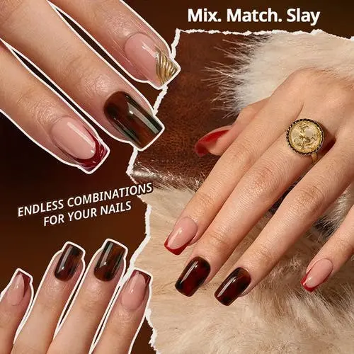 BTARTBOXNAILS Soft Gel Nail Tips Softcoattips Tortoiseshell Collection - Short Square