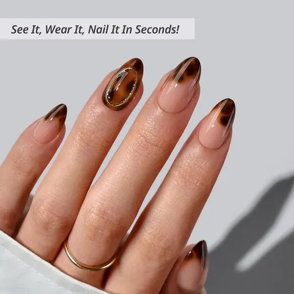 BTARTBOXNAILS Press-on Nails Almond Nail Set - Amber Hoops
