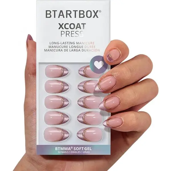 BTARTBOXNAILS Press-on Nails Almond Nail Set - Pink Aurora