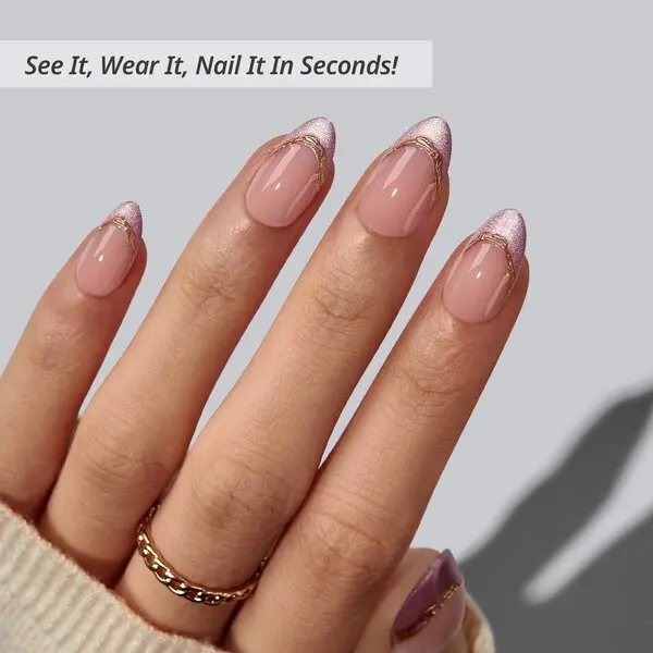 BTARTBOXNAILS Press-on Nails Almond Nail Set - Pink Aurora