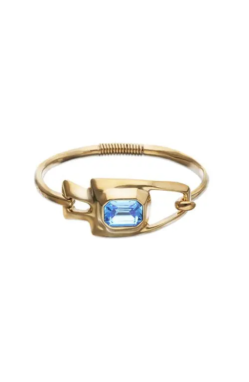 UNODE50 Tone Sculptural Bracelet With Blue Crystal - Gold