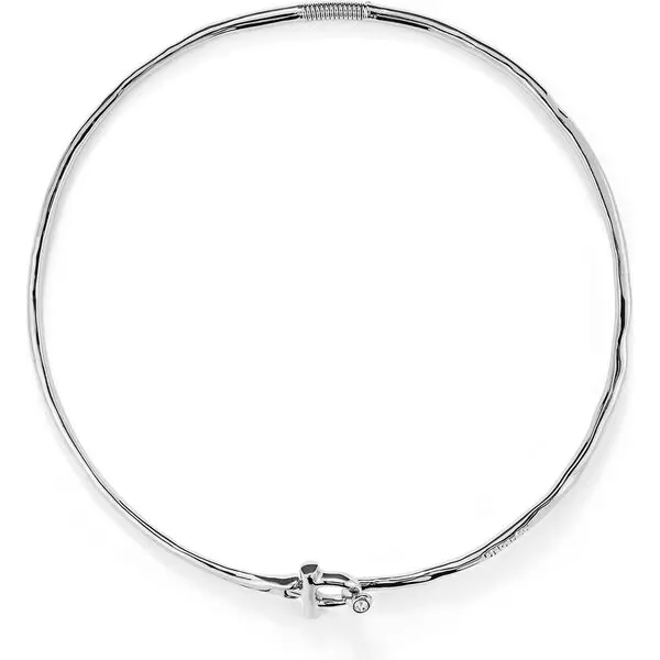 UNODE50 Rigid Necklace With Front Clasp Plated In Sterling Silver With White Topaz - Metallic Silver