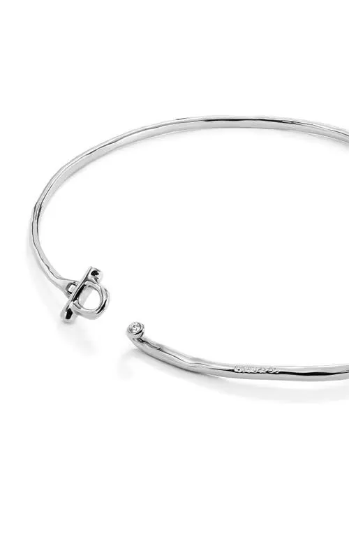 UNODE50 Sterling Silver Plated Rigid Necklace With White Topaz Clasp