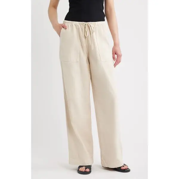 Rag & Bone Claire Cotton Blend Wide Leg Pants - Sand