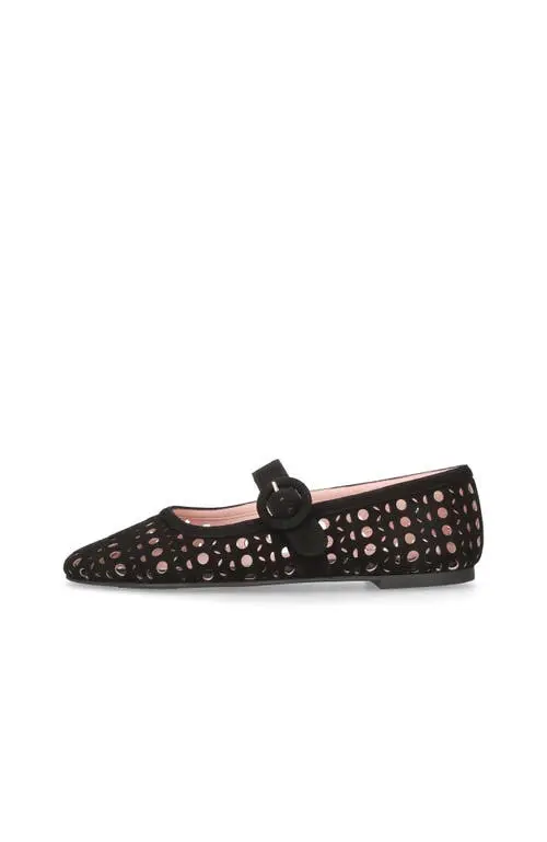 Pretty Ballerinas Suede Die Cut Mary Jane Flats