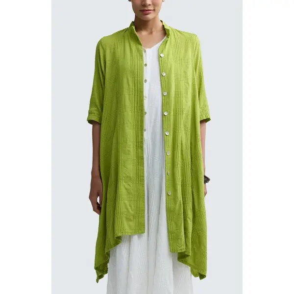 LUUKAA Vela Check-embroidered Shirt Dress - Lime