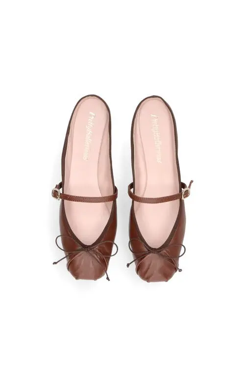 Pretty Ballerinas Square Toe Ballet Slide - Brown