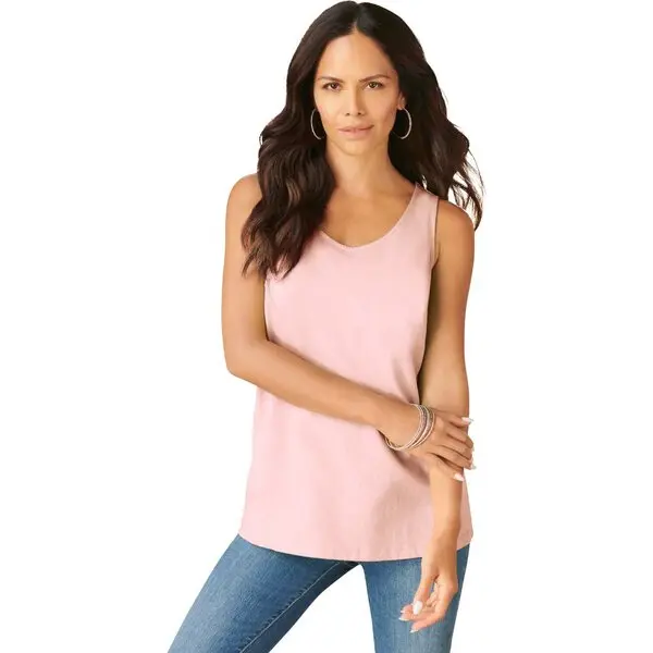 ROAMAN'S Cotton Scoopneck Tank Top - Soft Blush