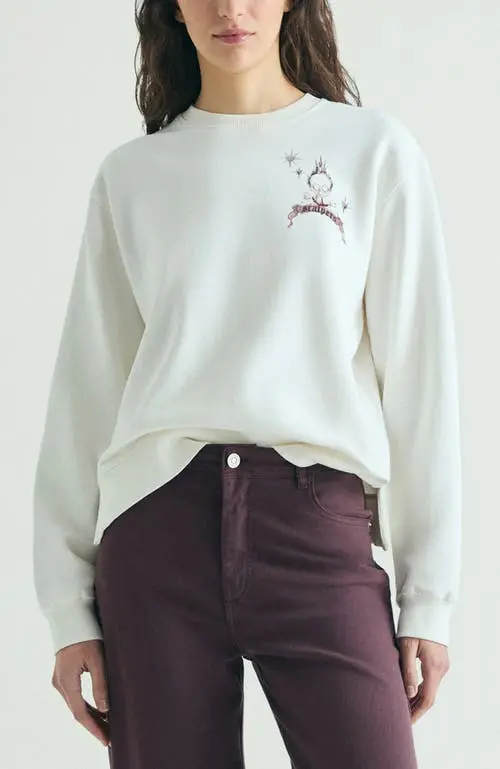 SCALPERS Skull Printed Cotton Sweatshirt - Ecru