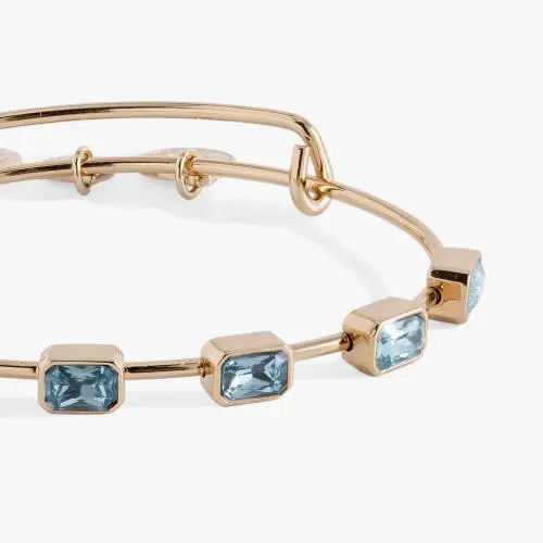 ALEX AND ANI March Birthstone Emerald Cut Bangle - Gold