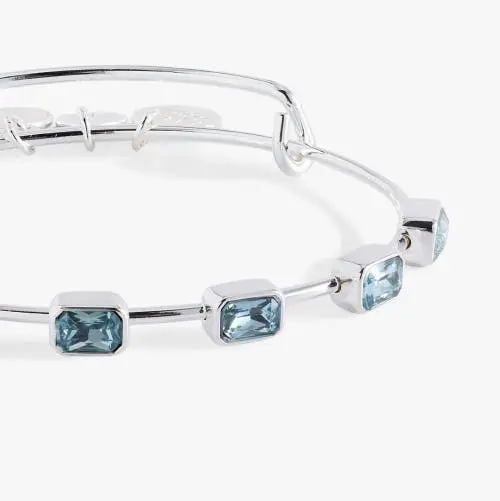 ALEX AND ANI March Birthstone Emerald Cut Bangle - Silver