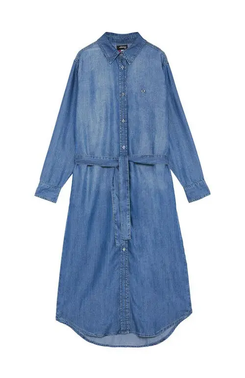 OTTOD'AME Denim Shirt Dress With Sash