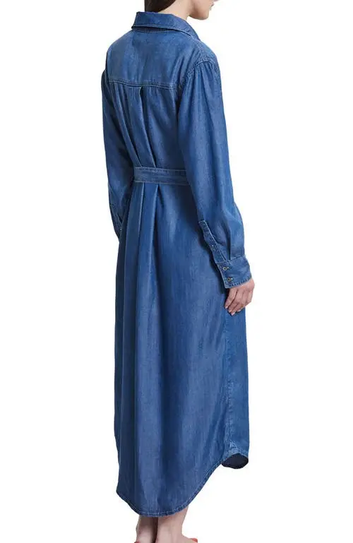 OTTOD'AME Denim Shirt Dress With Sash