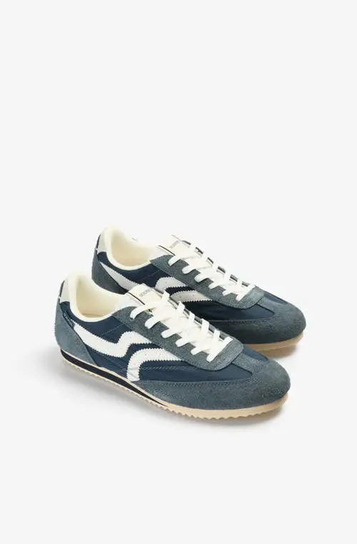SCALPERS Suede Retro Lace-up Sneakers - Navy