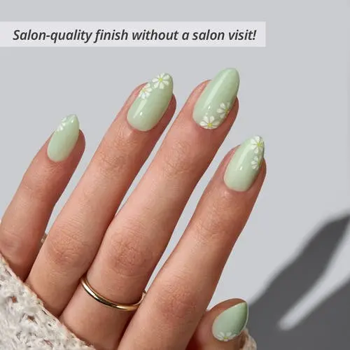 BTARTBOXNAILS Press-on Nails Set Short Almond - Meadow Daisy
