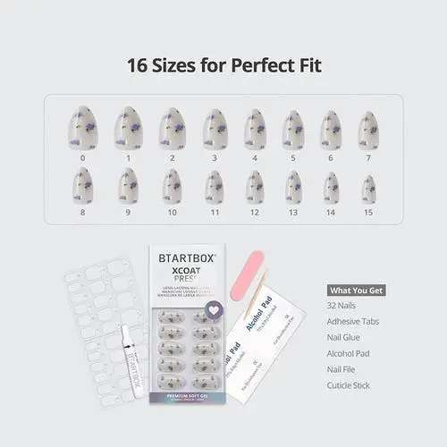 BTARTBOXNAILS Press-on Nails Set Short Almond - Pathside Lilac